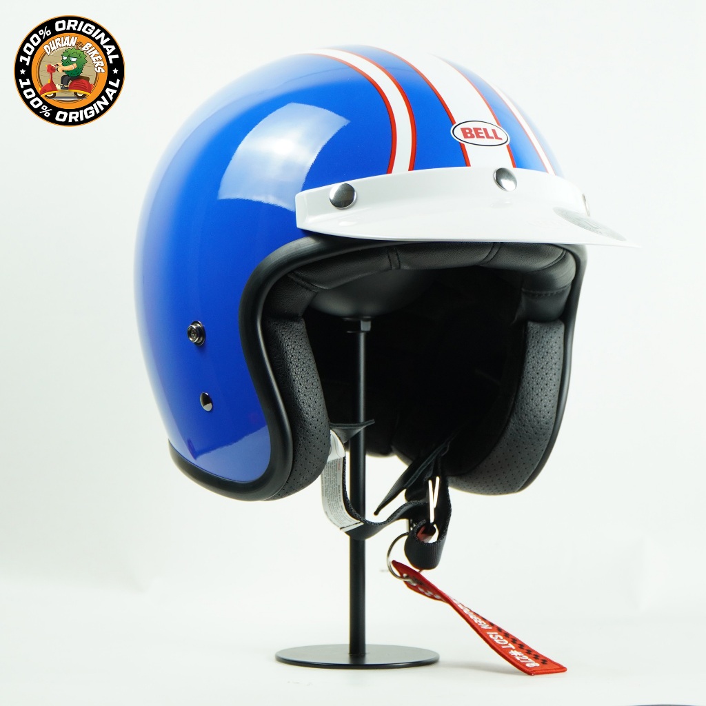 Bell Helmet Custom 500 (Six Day SMQ Blue/White) Steve Mcqueen Retro ...