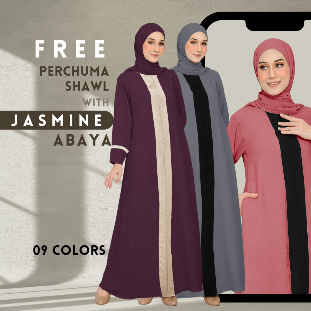 JASMIN ABAYAH JUBAH WITH PERCUMAH SHWAL FREE SHWAL IRONLESS VIRAL 2024 ...