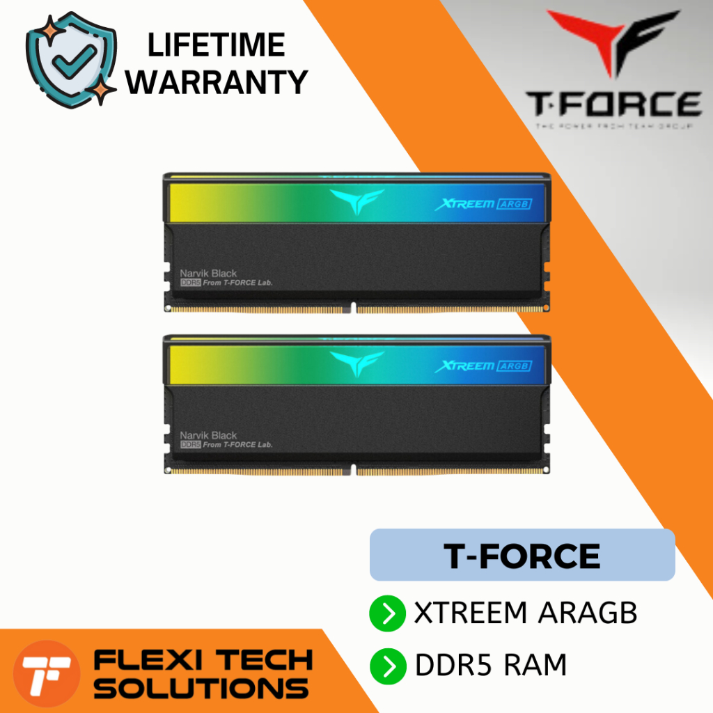 Flexi Tech T-FORCE XTREEM ARGB(BK) UD-D5 16GBx2 7200MHz DDR5 Gaming RAM | Shopee Malaysia