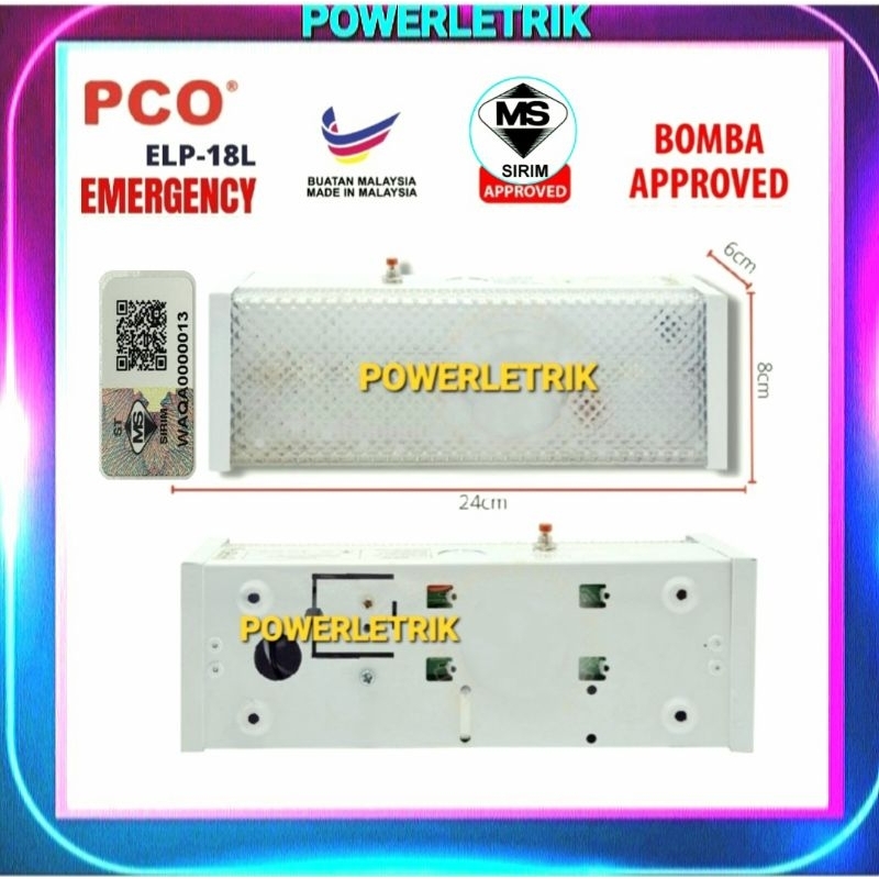 💥OFFER💥 PCO ELP 18L SURFACE LED EMERGENCY LIGHT WITH SIRIM & BOMBA ...