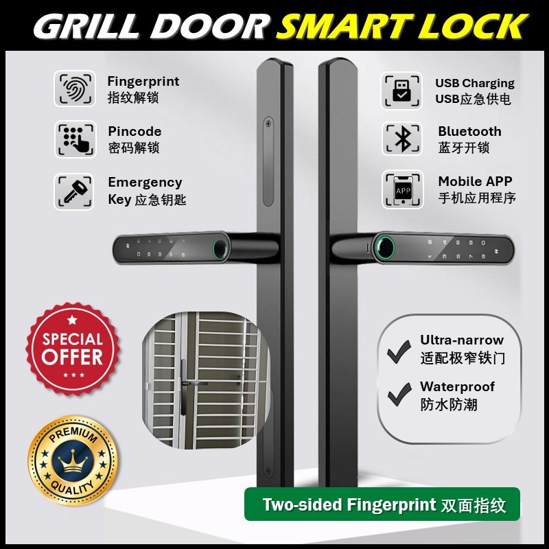 Easy To Install!! Grill Door Two-Sided Smart Lock Digital Lock ...