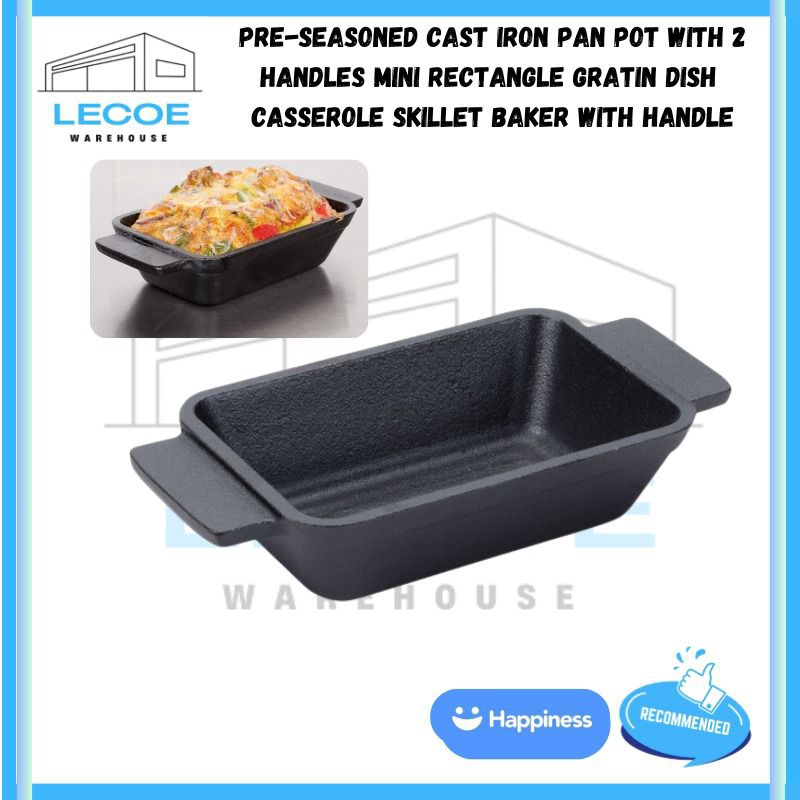Pre-Seasoned Cast Iron Pan Pot with 2 Handles Mini Rectangle Gratin ...