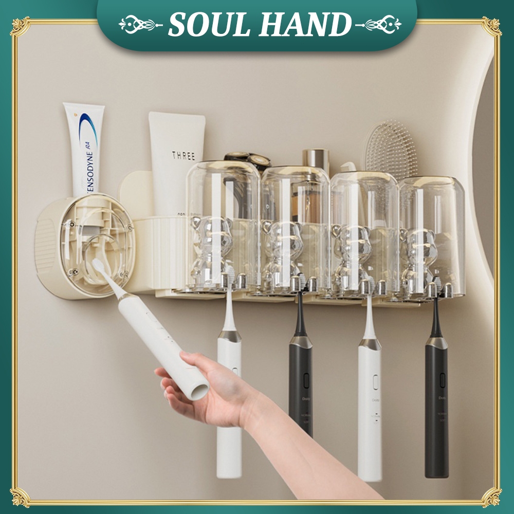 SOUL HAND 2/3/4 Cups Toothbrush Holders toothpaste squeezing tool No ...