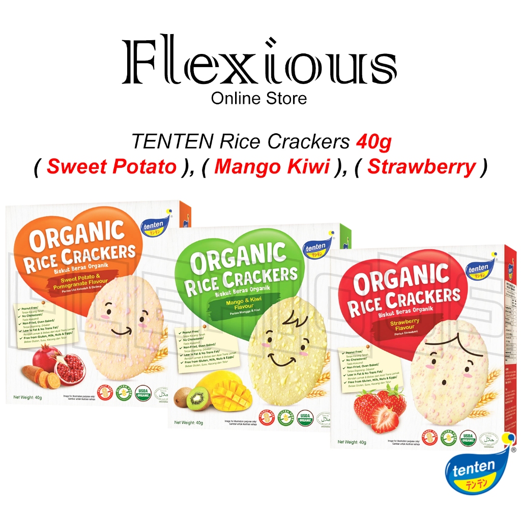 TENTEN Organic Rice Crackers 40g ( Sweet Potato ), ( Mango Kiwi ...
