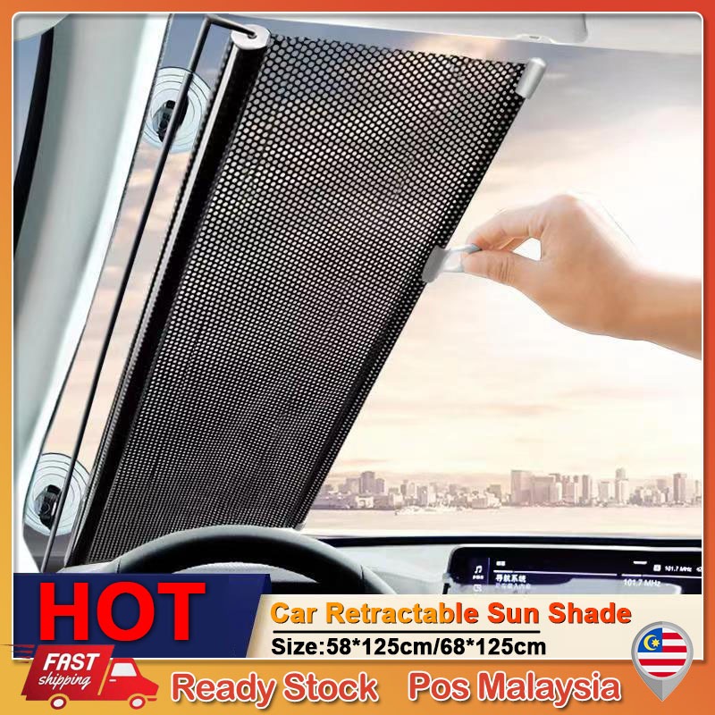 Car Retractable Sun Shade Curtain Car Front Side Window Sunshade Anti ...