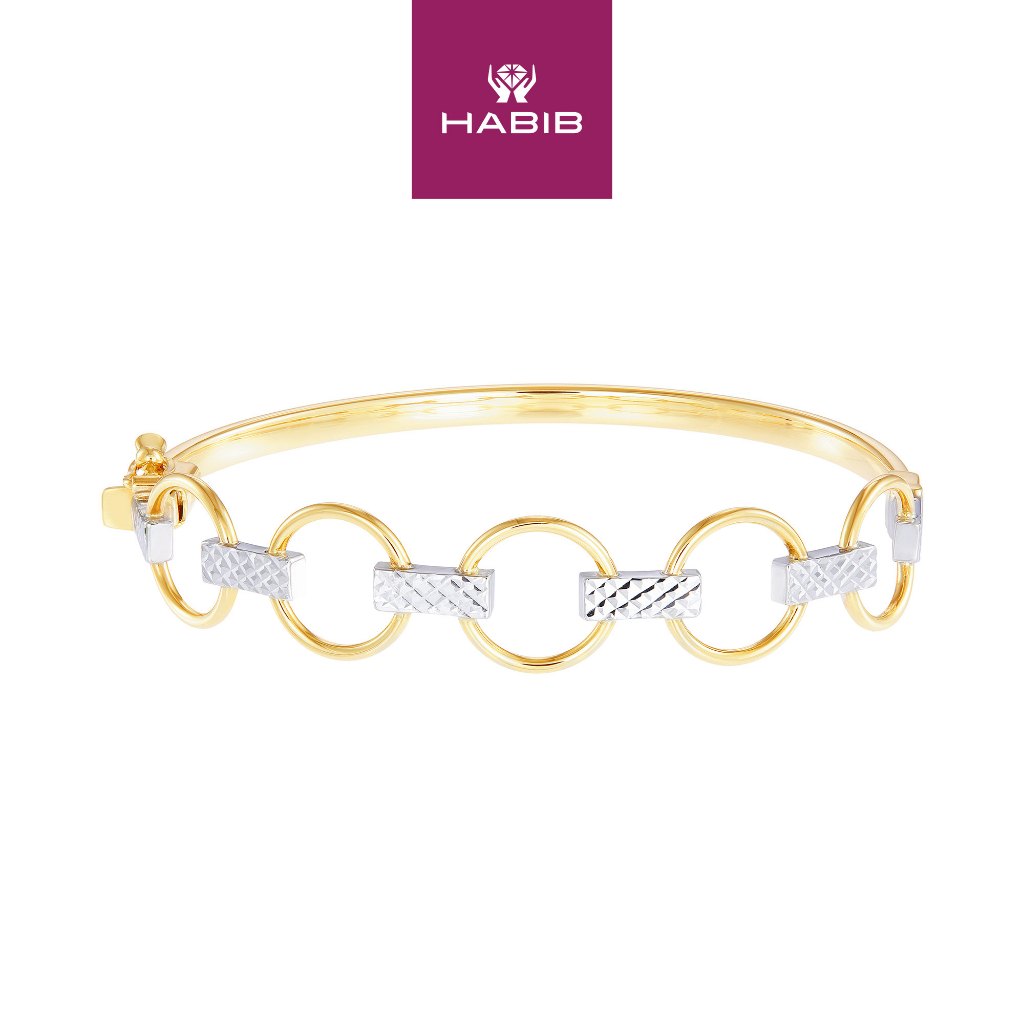 HABIB 375/9K Yellow and White Gold Bangle X3DCTB203016-YW | Shopee Malaysia