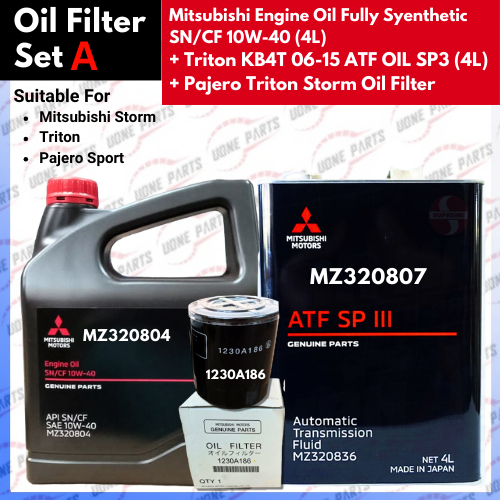 🔥TRIO SET 100% ORIGINAL Mitsubishi 10W-40/ 5W-40 SN/CF Engine Oil (4L ...