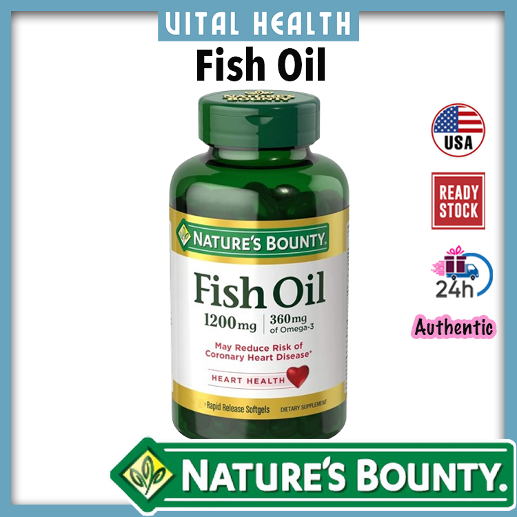 Nature's Bounty Fish Oil 1200 mg, Supports Heart Health with Omega 3 ...