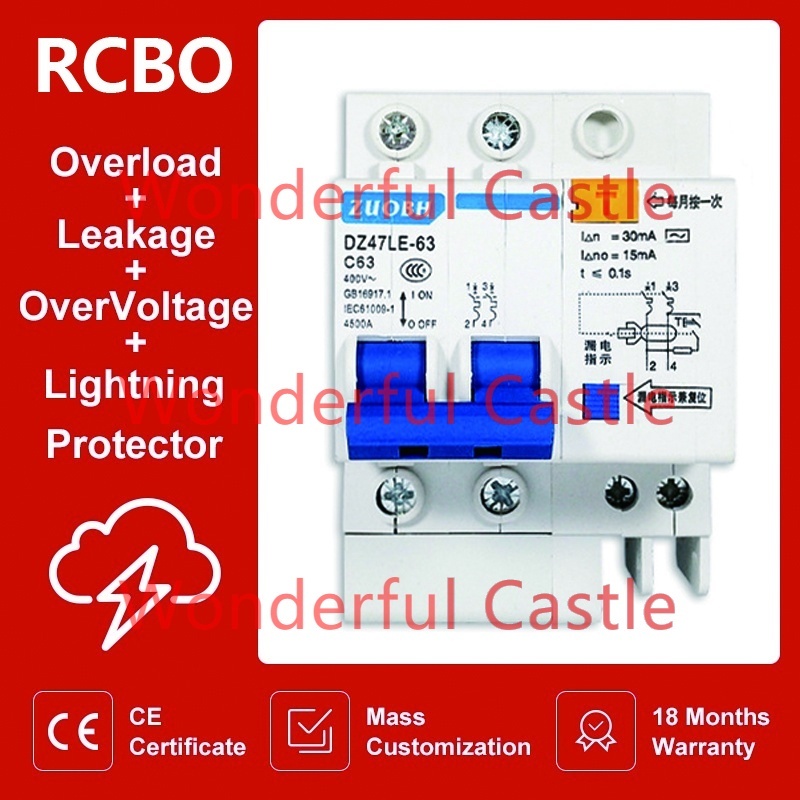 RCBO with SPD Lightning Protection Residual Current Circuit Breaker ...