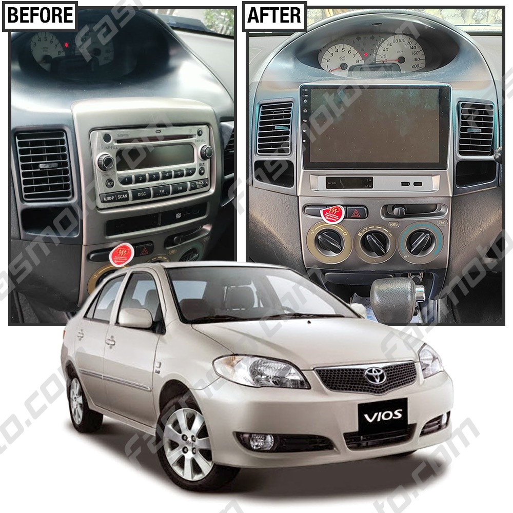9" Android Player Dashboard Installation Kit for Toyota VIOS 2003-2006 ...
