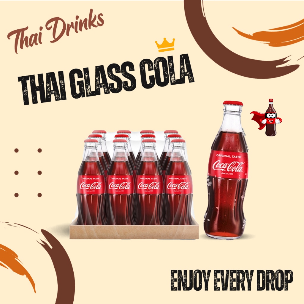 250ml Thai Glass Coca-Cola Classic Original / Coca-Cola Rasa Asli ...