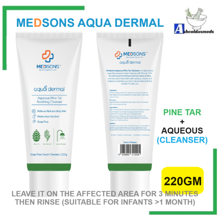 Medsons Aqua Dermal Aqueous Pine Tar Soothing Cleanser 220g | Shopee ...