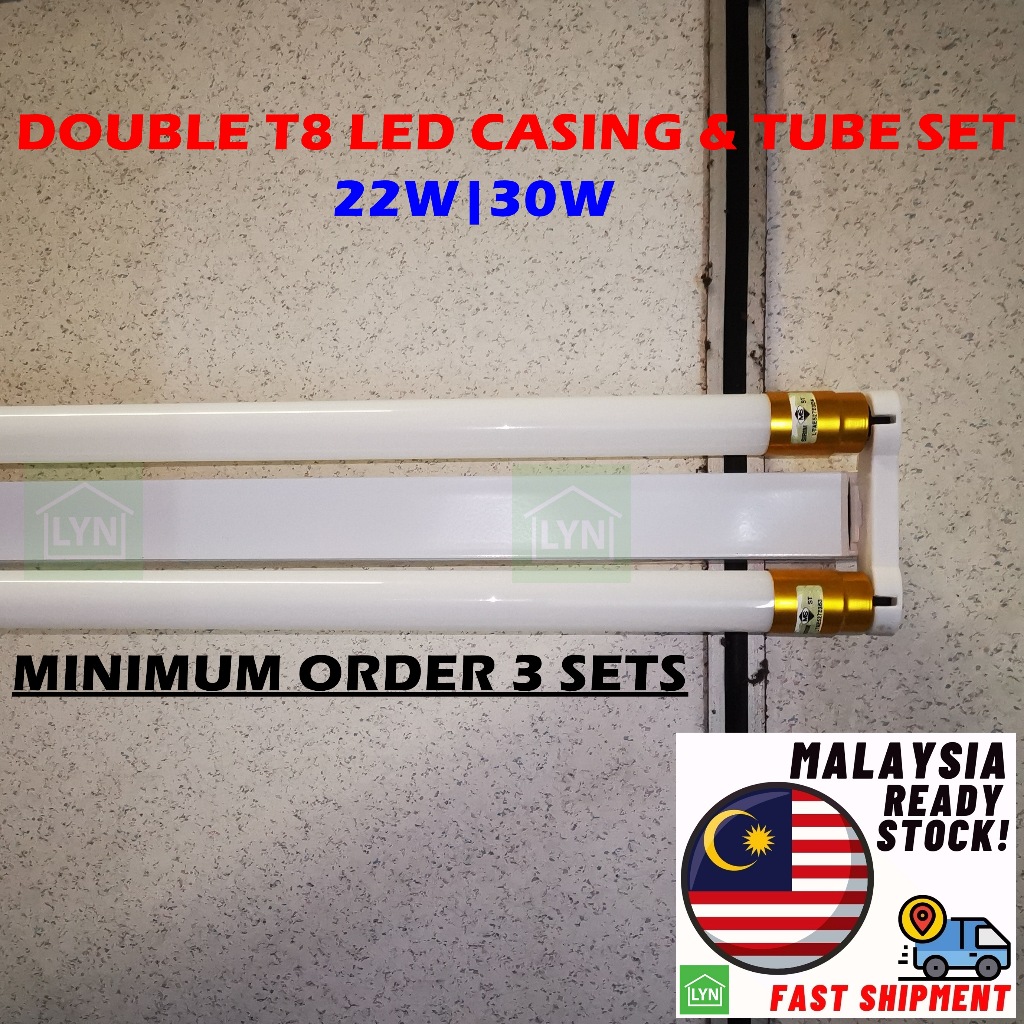 DOUBLE T8 LED CASING & LED TUBE SET SIRIM 22W 30W DUA LED LAMPU ...