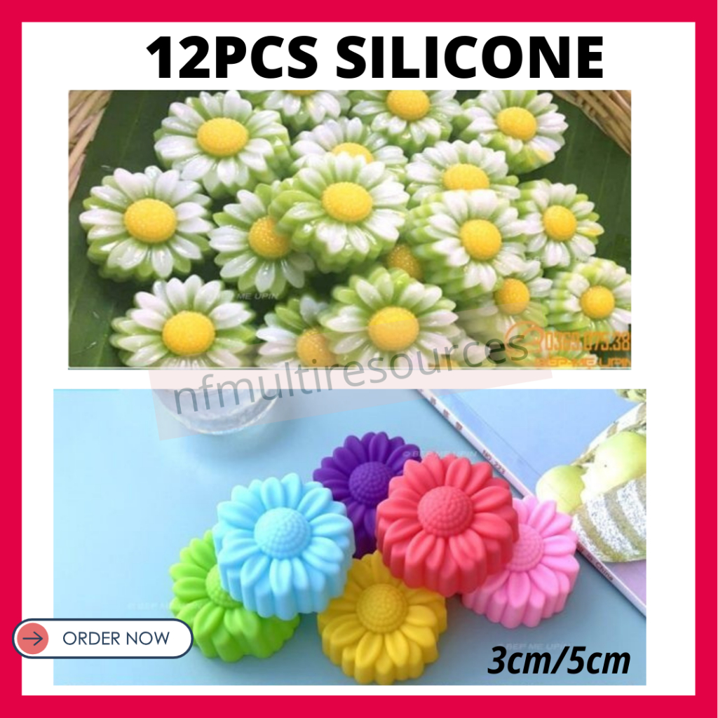 (3cm/5cm) 12pcs Acuan Bunga orchid Daisy Jasmin Silicone Mould Puding ...