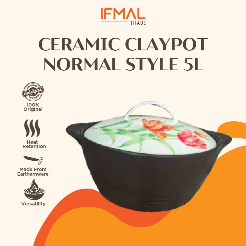 Ceramic Claypot Normal Style 5L (V-K) Periuk Tanah Liat Cookware ...