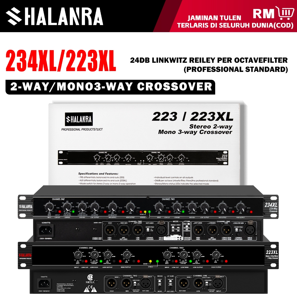 223XL/234XL Stereo 2 Way / 3 Way / Mono 4 Way Crossover Audio Control ...