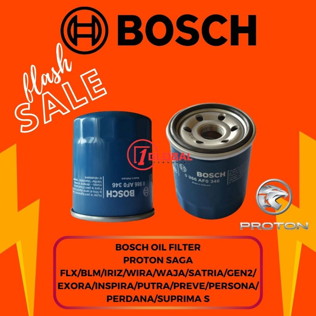 [ORIGINAL, READY STOCK] BOSCH OIL FILTER 0986AF0346 PROTON SAGA FLX/BLM ...