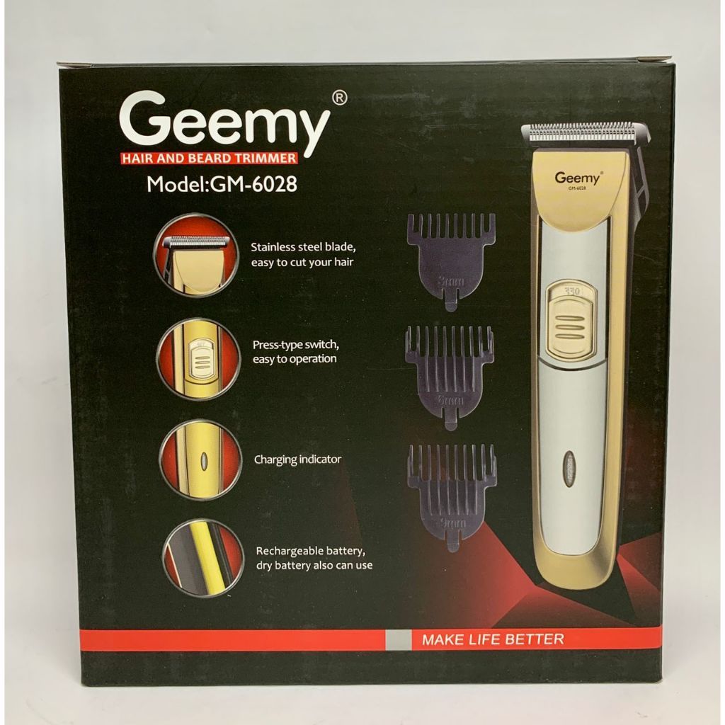 Geemy GM-6028 Hair Trimmer Rechargeable Beard Trimmer Cordless Electric ...