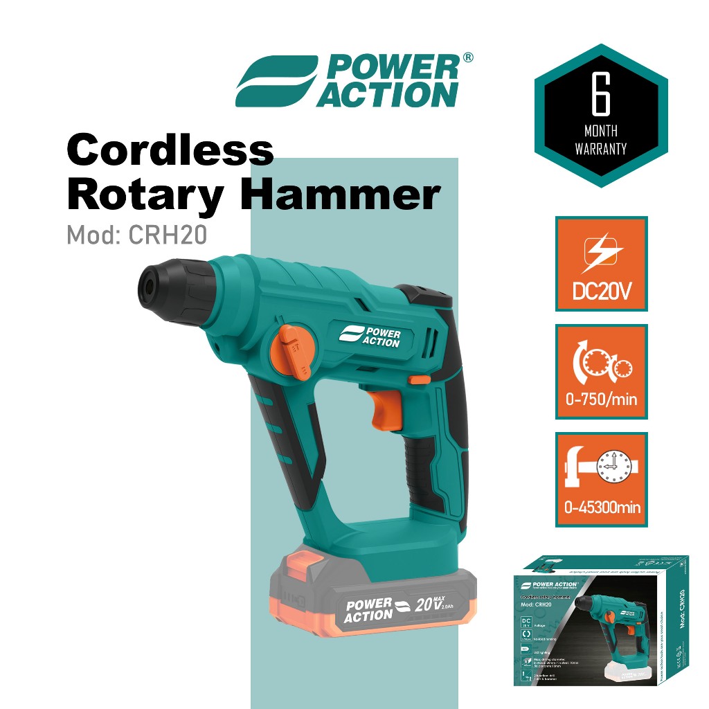 POWER ACTION Li-ion Cordless Rotary Hammer Drill CRH20 | Shopee Malaysia