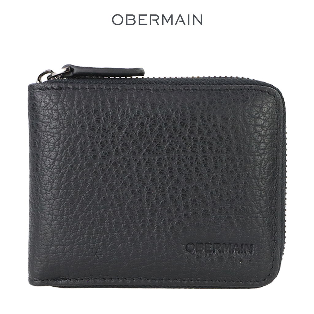 OBERMAIN Genuine Leather RFID Zip Wallet OBW223G2 (221005A2) Black ...
