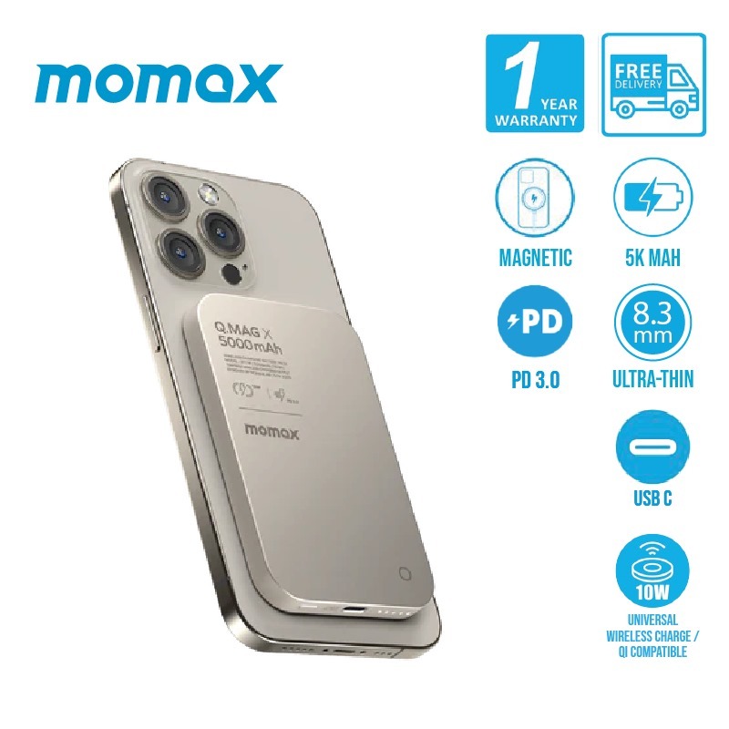 Momax IP116 Q.Mag X |5000mAh Magnetic Wireless Power Bank | Shopee Malaysia