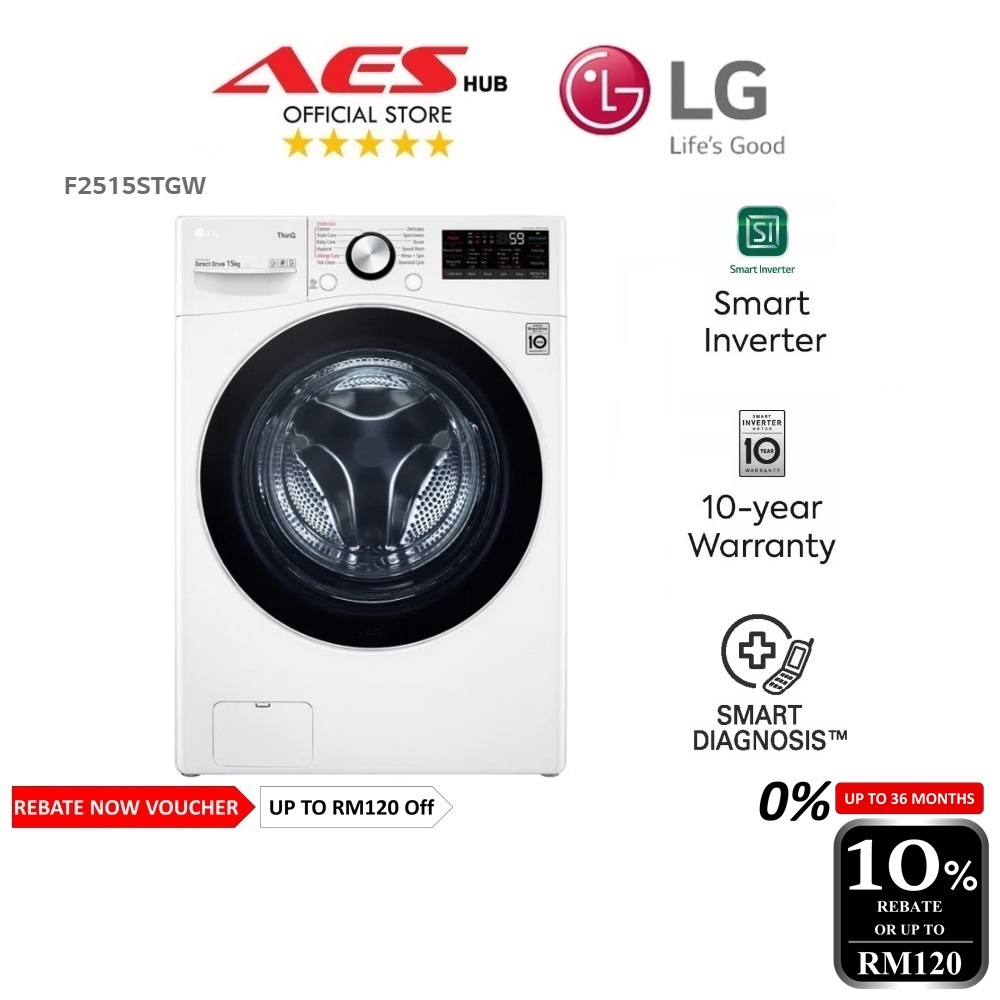 LG 15KG Front Load Washing Machine Inverter Direct Drive Steam Wash ...