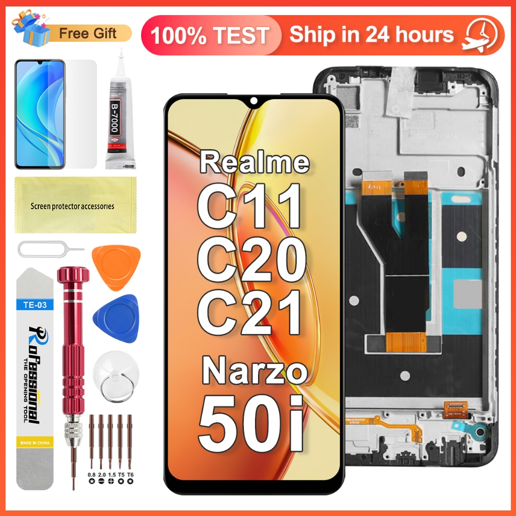[Original] LCD REALME C11 2021/C12/C15/C20/C21/Narzo 20/Narzo 50i Original framed display screen ...