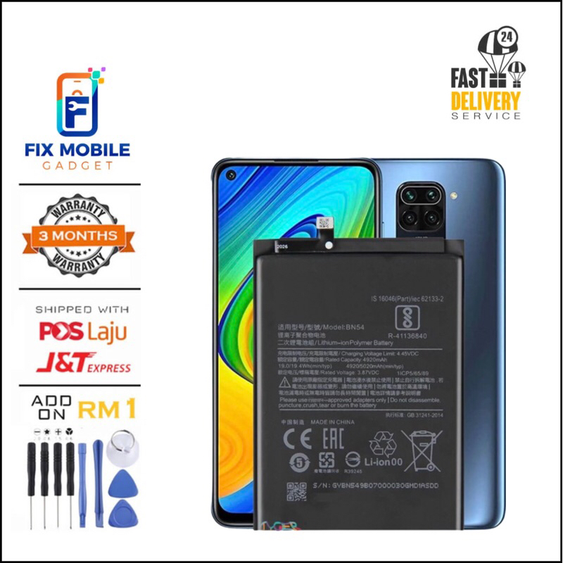 Redmi Note 9, Redmi 10x Battery BN54 5020 mAH | Shopee Malaysia