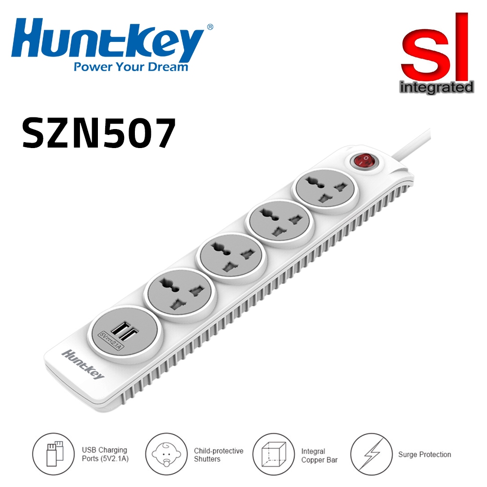 Huntkey 4 Sockets 2 USB Ports Extension Surge Protector - SZN507 ...