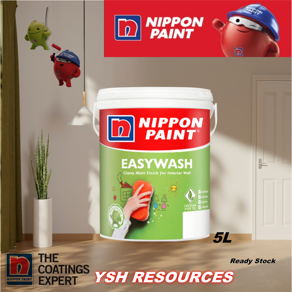 5L Nippon Paint Easywash - Interior Wall Paint / Cat Dinding / Interior MATT ( Any Colour PM ...