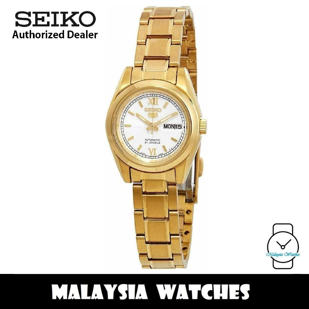 Seiko 5 SYMK30K1 Automatic 21 Jewels Ladies Gold Tone Stainless Steel ...