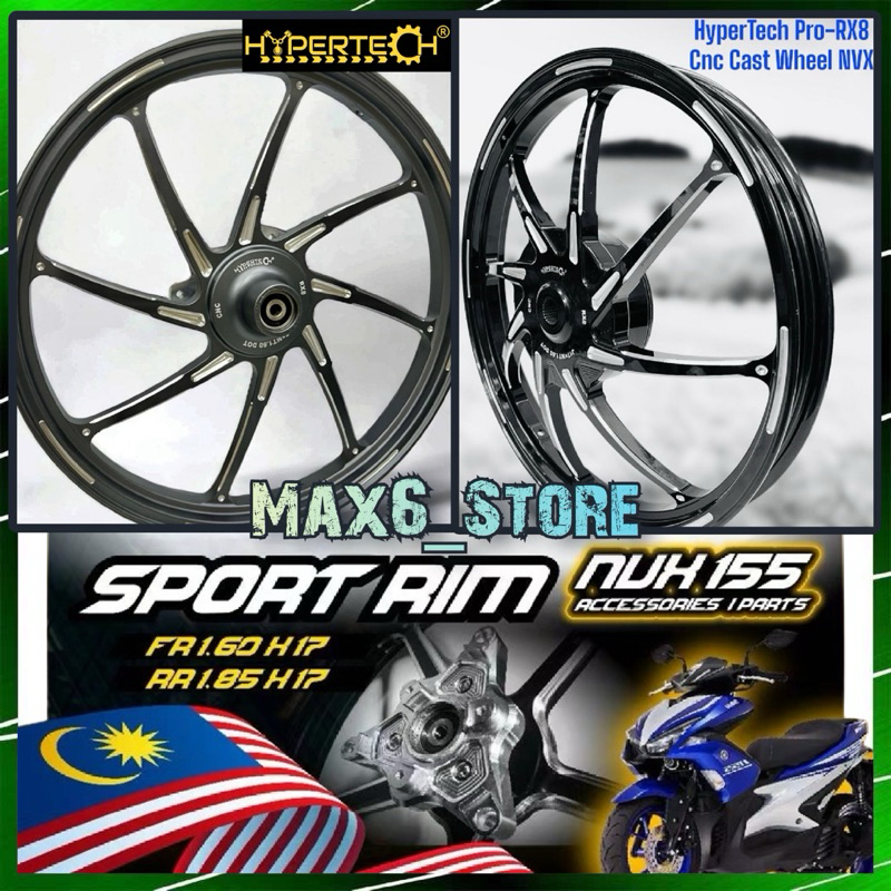 YAMAHA NVX155 V1 V2 V3 HYPERTECH PRO-RX8 CNC CAST WHEEL NVX SPORT RIM 1 ...