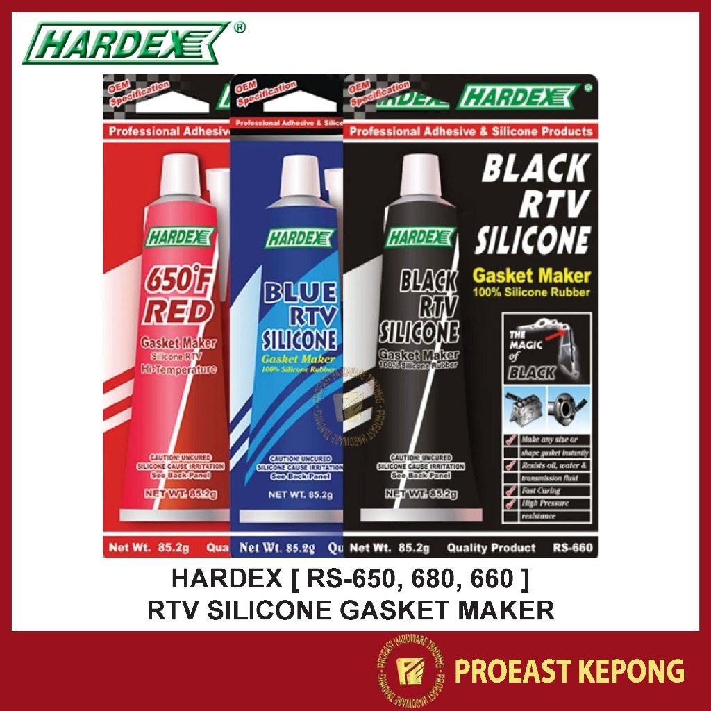HARDEX [ RS-650 RED, 680 BLUE , 660 BLACK ] RTV SILICONE GASKET MAKER ...