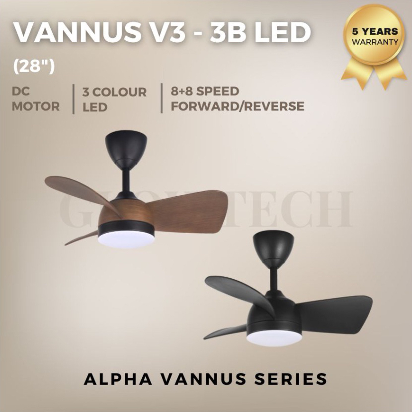 ALPHA Vannus V3 - 3B /28" LED DC Motor Ceiling Fan 8+8 Speed / 3 Blade ...