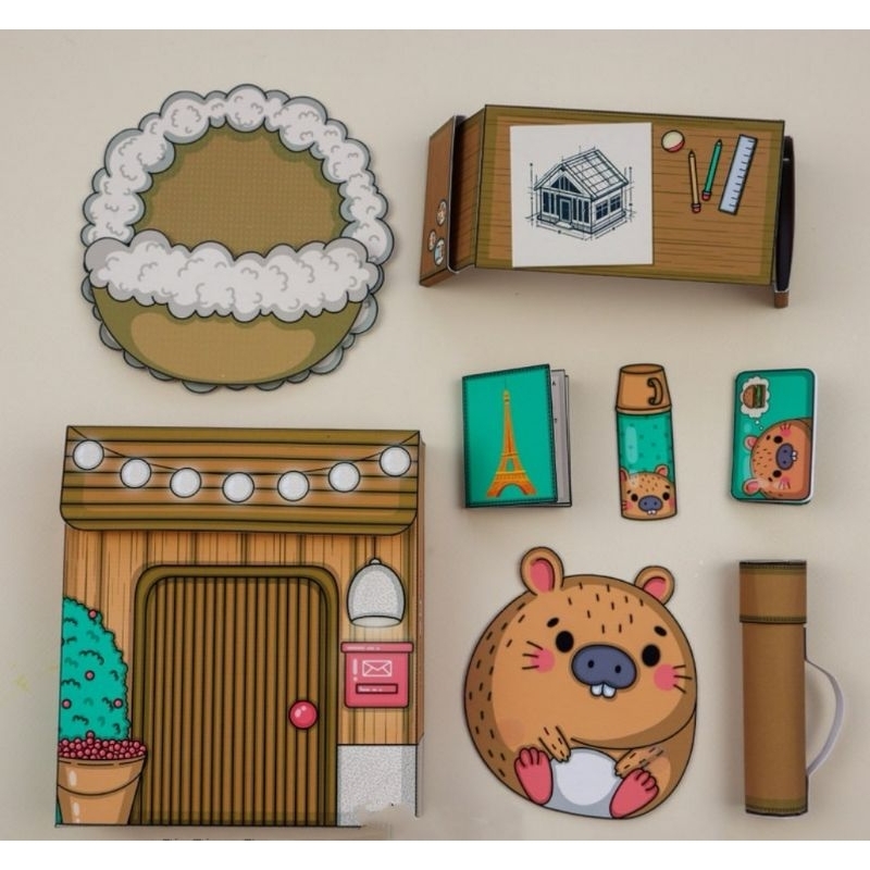 Paper Doll Capybara Doll House Mainan Education Learning Busy Book ...