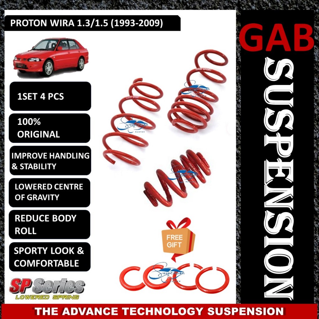 ORIGINAL SET GAB SPORT SPRING WITH (FOC) FREE GIFT !! PROTON WIRA 1.3/1 ...