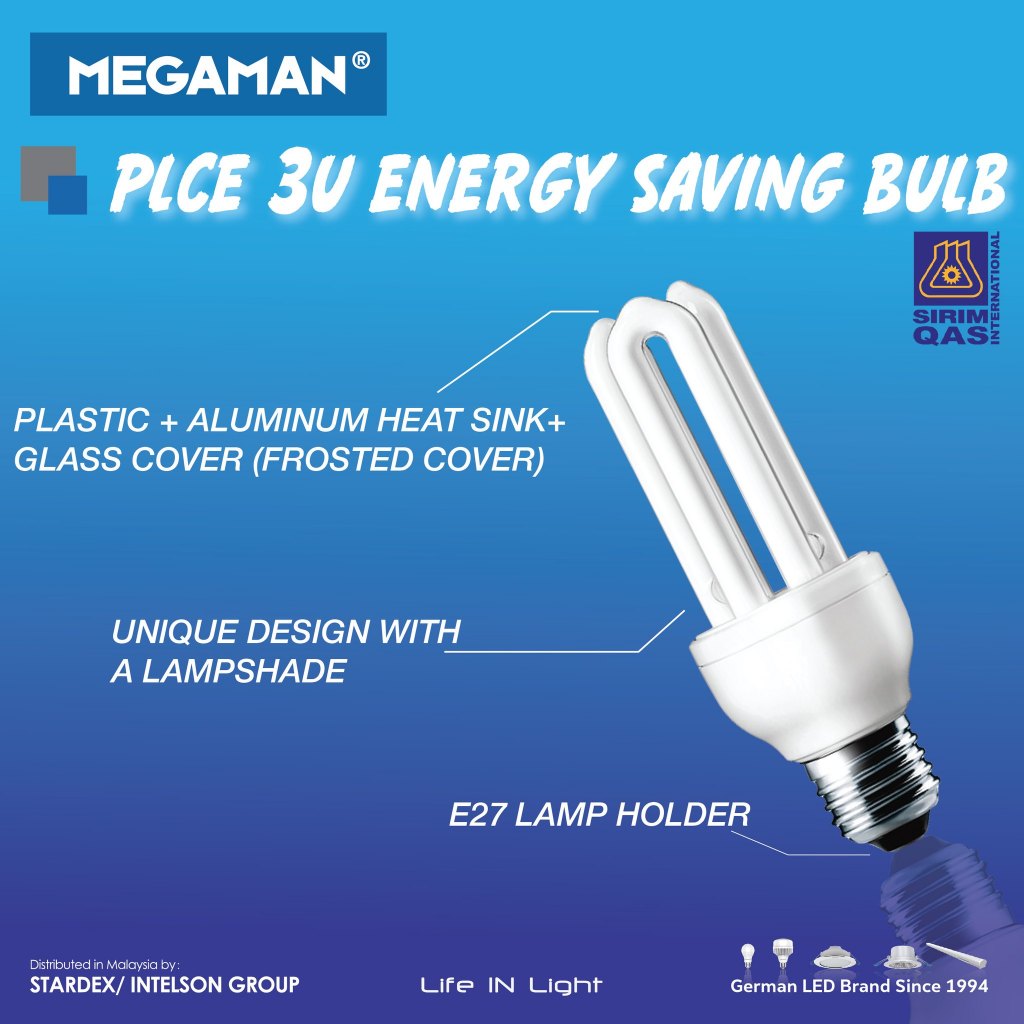 MEGAMAN 3U BULB 18W/🔵DAYLIGHT 6500K/🟠Warm White 3000K/E27 | Shopee Malaysia