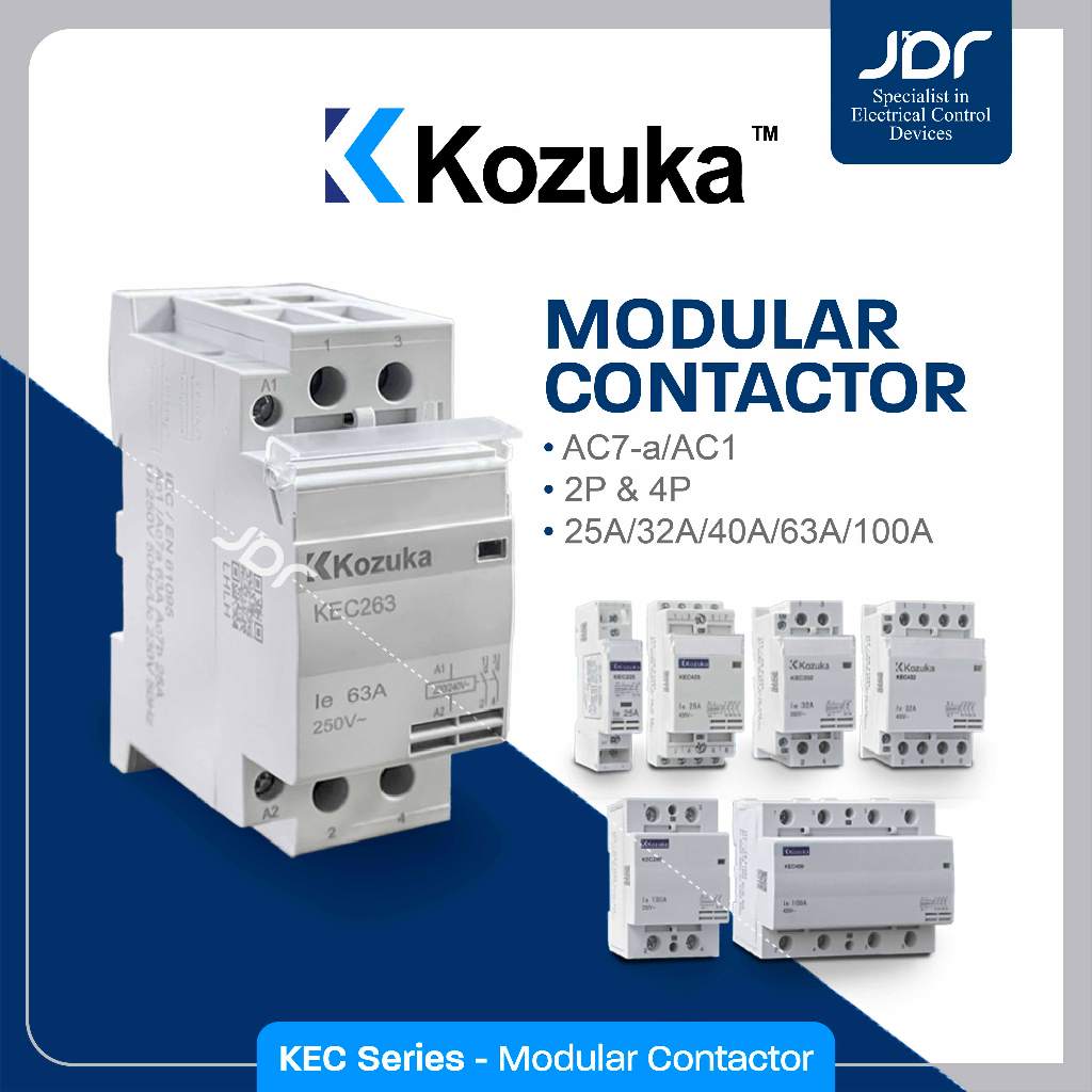 Kozuka Modular Contactor - Ac7-a/Ac1, 2P & 4P, 25A, 32A, 40A, 63A,100A, Kec series | Shopee Malaysia