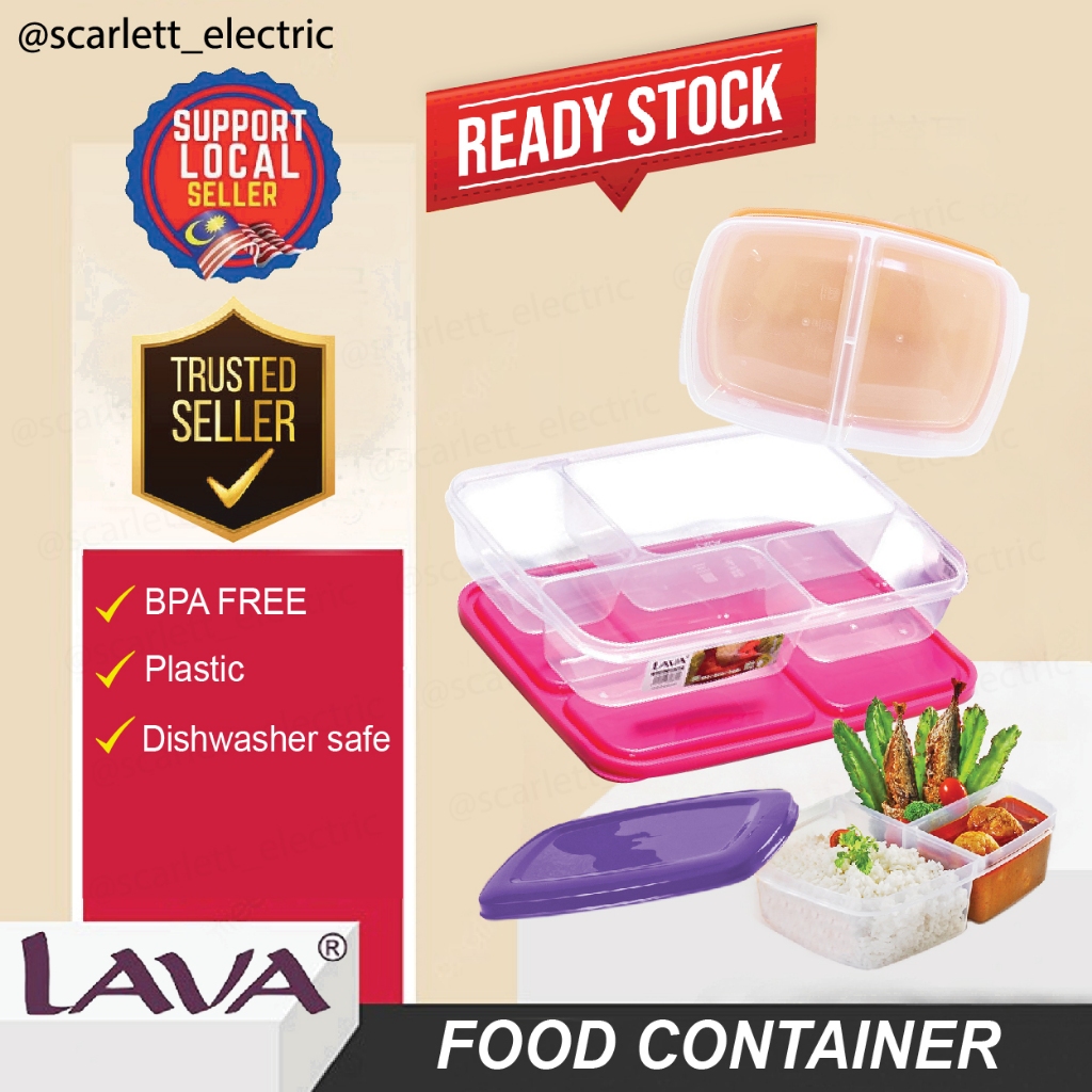 LAVA Lunch Box Food Container 2/3/4 Compartment Air Tight Food Storage ...