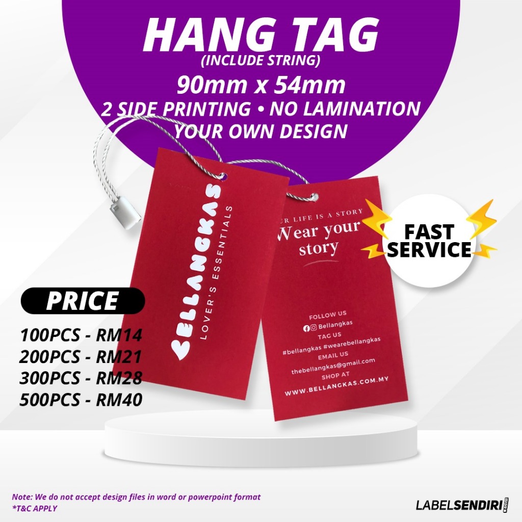 Custom Hang Tag Label with Punch Hole + Free String + Fast Printing ...