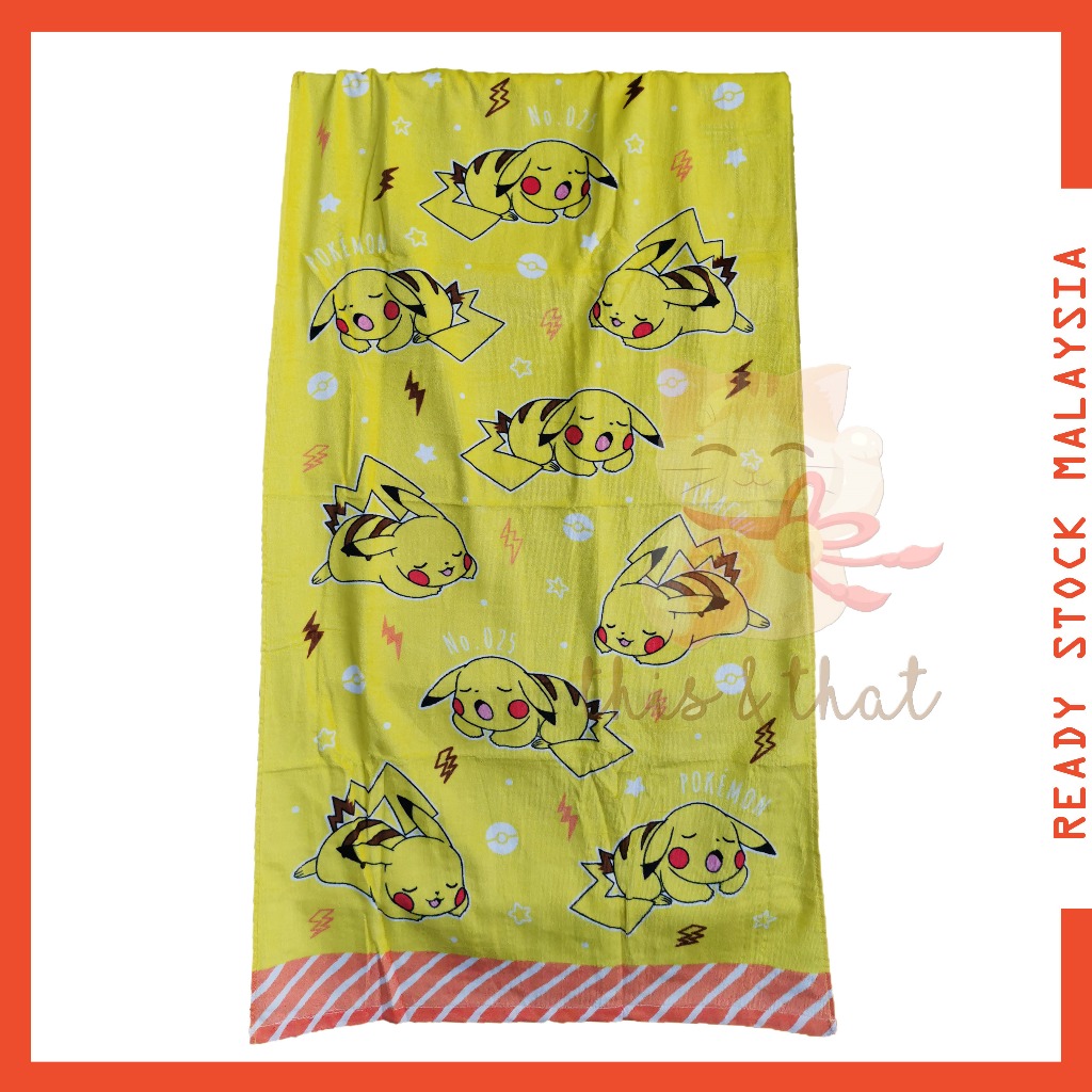 Pikachu ⭐️ 100% Cotton Bath Towel 60x120cm | Shopee Malaysia