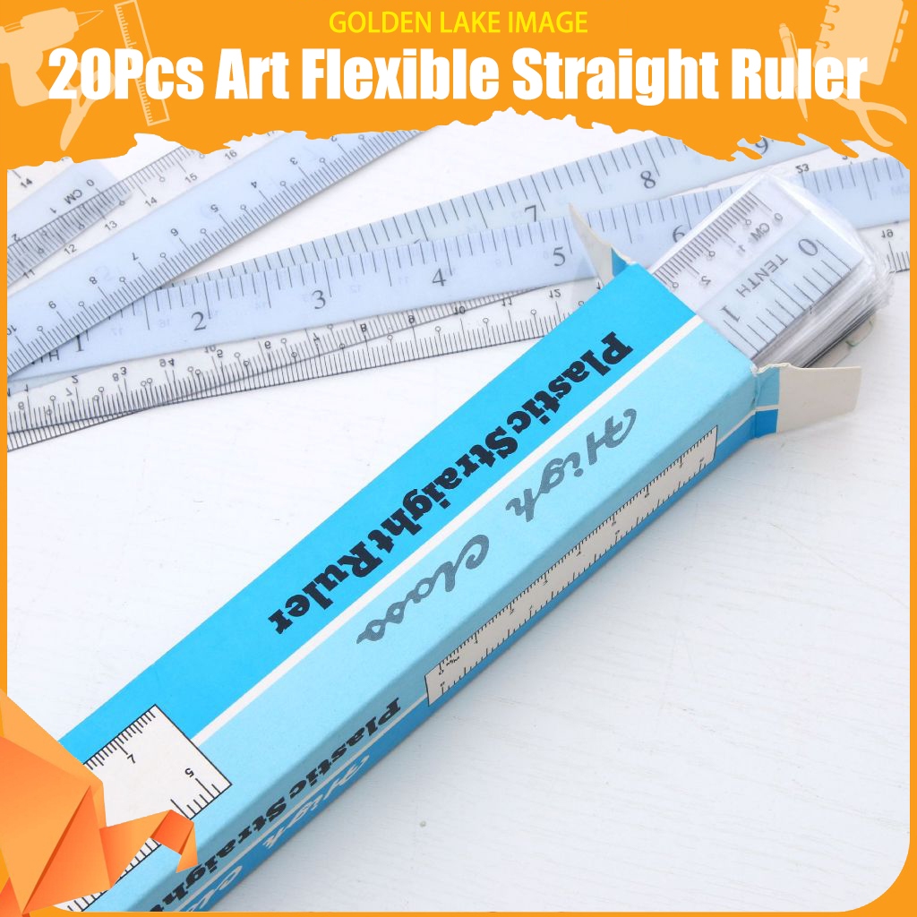 20Pcs Plastic Straight Ruler 15cm 20cm 30cm Student Flexible Stationery Alat Tuli Office ...
