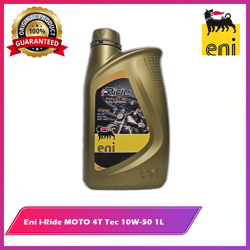 Eni i-Ride MOTO 4T Tec 10W50 Fully Synthetic Motorcycle Engine Oil (1L ...