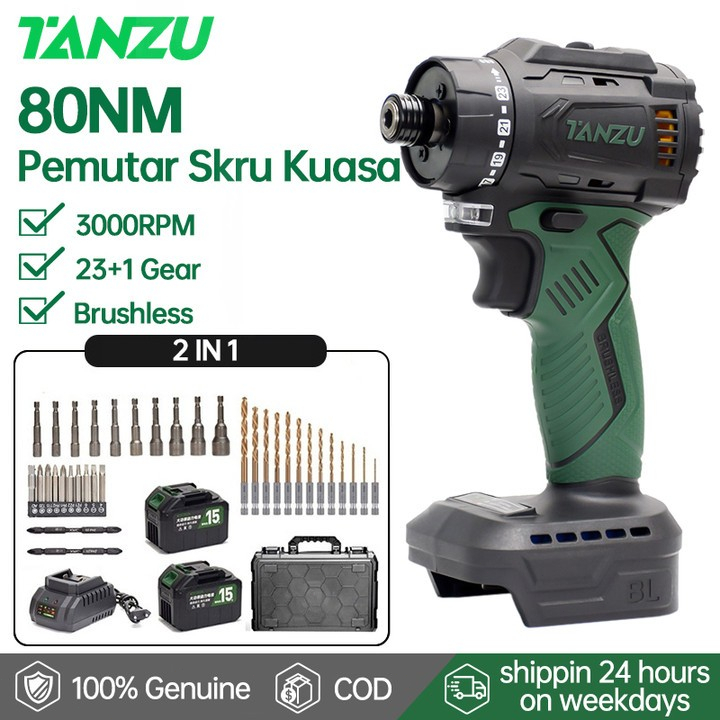 TANZU 21V Cordless Screwdriver Electric Power Screwdriver Set Impact ...
