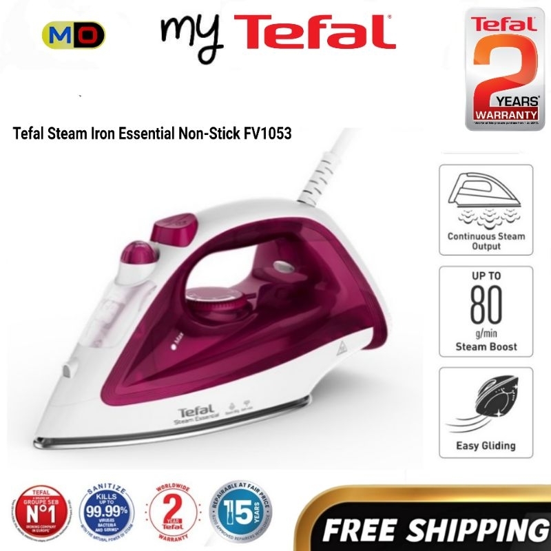 [NEW] Tefal Steam Iron Non Stick Console Plate Seterika Steam FV1053 ...
