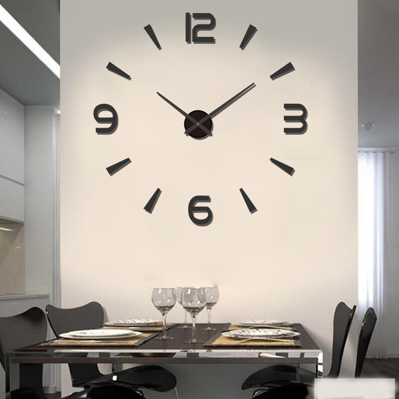 DIY Acrylic Sticker Wall Clock Mirror Creative Living Hall Room Idea ...