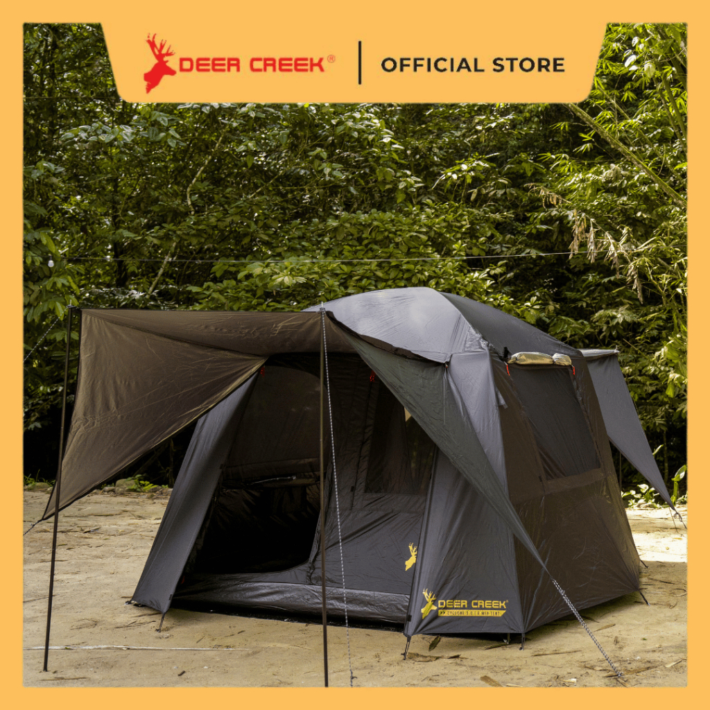 Deer Creek Cyclone 3.0 6-Person Tent with Full Cover Flysheet Black ...