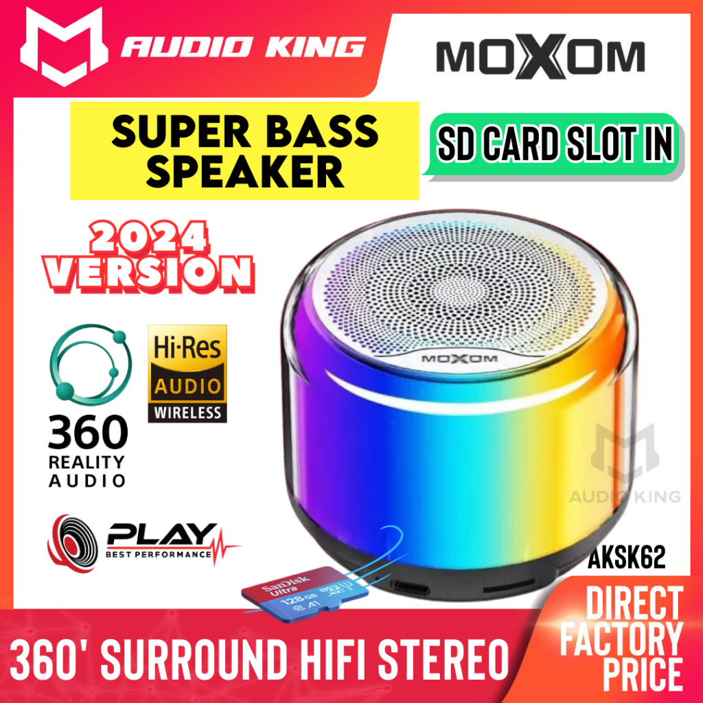 MOXOM Super Bass Power Bluetooth Mini Speaker SD Memory Card HD Speker ...