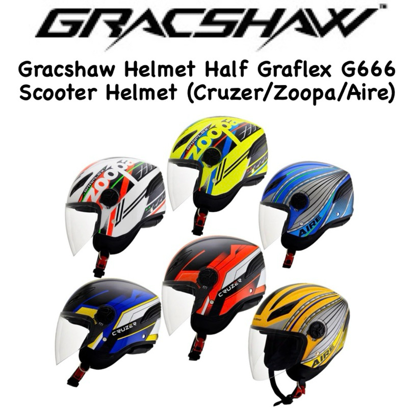 Gracshaw Helmet Half Graflex G666 Scooter Helmet 2/3 Steng Helmet Demi ...
