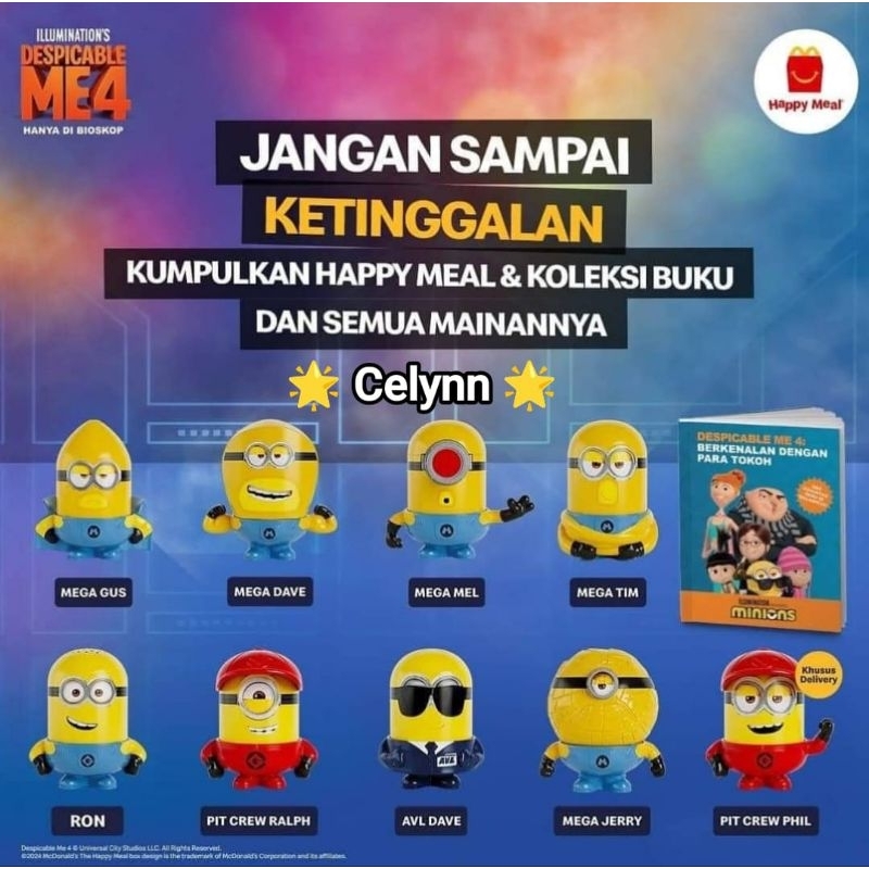 McDonald's McDonalds Mcd Mekdi Happy Meal Toy Minions Despicable ME 4 ...